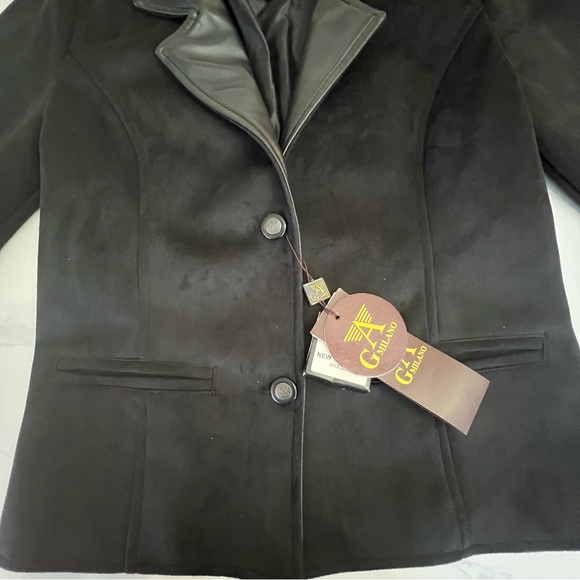 Jackets & Coats | Nwt G A Milano Black Suede Faux Leather Trim Jacket ...